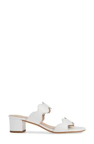PATRICIA GREEN Palm Beach Scalloped Slide Sandals - White Leather