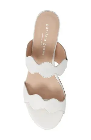 PATRICIA GREEN Palm Beach Scalloped Slide Sandals - White Leather
