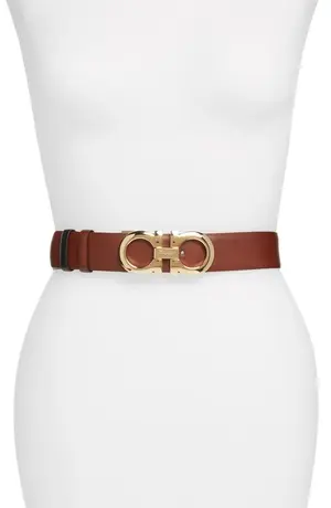 FERRAGAMO FERRAGAMO Reversible Gancini Leather Belt Pecan