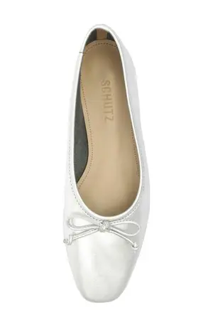 Schutz Arissa Square Toe Ballet Flat - Prata