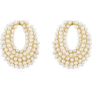 Ettika Imitation Pearl Drop Earrings - Gold