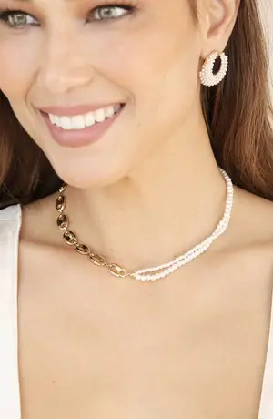 Ettika Imitation Pearl Drop Earrings