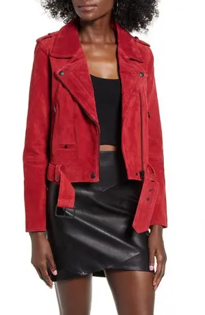 Blanknyc BLANKNYC Suede Moto Jacket Cardinal