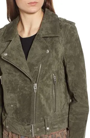 Blanknyc Suede Moto Jacket - Herb