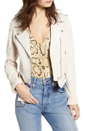Blanknyc BLANKNYC Suede Moto Jacket White Sand