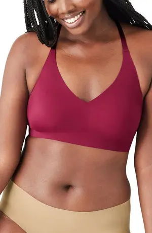 TRUE & CO Triangle Lace Racerback Bralette Beet Red