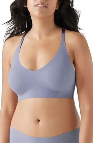 TRUE & CO Triangle Lace Racerback Bralette Blue Granite