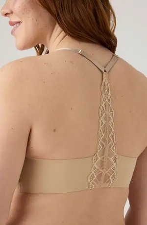 TRUE & CO Triangle Lace Racerback Bralette - Desert