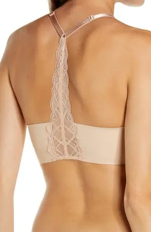 TRUE & CO Triangle Lace Racerback Bralette - Desert