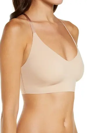 TRUE & CO Triangle Lace Racerback Bralette - Desert