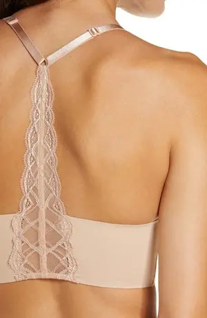 TRUE & CO Triangle Lace Racerback Bralette - Desert