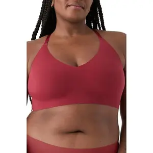 TRUE & CO Triangle Lace Racerback Bralette - Garnet Red