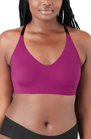 TRUE & CO Triangle Lace Racerback Bralette Purple Thistle