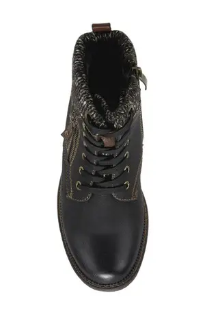 SPRING STEP SHOES Khazera Lace-up Boots - Black Faux Leather