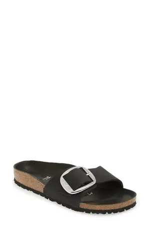 Birkenstock Black Leather Slide Sandals For Women