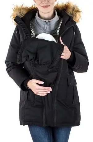 MODERN ETERNITY Convertible Down 3-in-1 Maternity Parka - Black