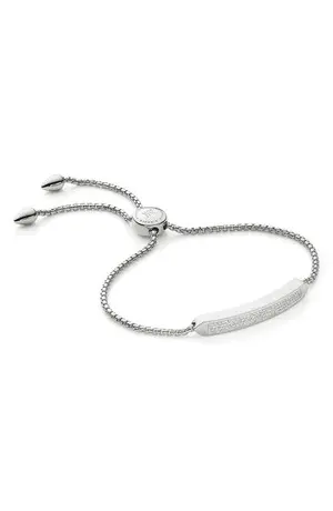 Monica Vinader Baja Skinny Pavé Diamond Bracelet In Sterling
