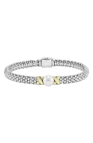 Lagos Luna Pearl Caviar Bracelet - Silver/ Gold/ Pearl
