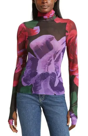 AFRM AFRM Zadie Semi Sheer Turtleneck Oversized Bloom