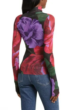 AFRM Zadie Semi Sheer Turtleneck - Oversized Bloom