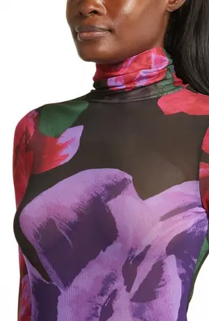 AFRM Zadie Semi Sheer Turtleneck - Oversized Bloom
