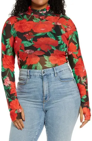 AFRM AFRM Zadie Semi Sheer Turtleneck Rouge Garden