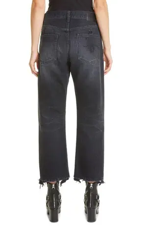 R13 Distressed Boyfriend Jeans - Jake Black