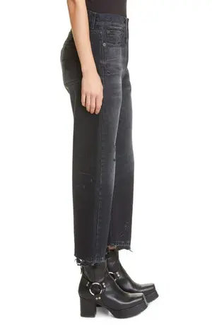 R13 Distressed Boyfriend Jeans - Jake Black