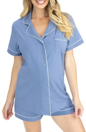 ANGEL MATERNITY Short Maternity/nursing Pajamas - Blue