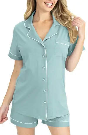 ANGEL MATERNITY Short Maternity/nursing Pajamas - Green