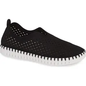 ILSE JACOBSEN Tulip 139 Perforated Slip-on Sneaker - Black/white