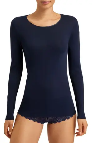 Hanro Seamless Long-Sleeve Top Deep Navy