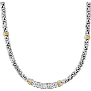 Lagos Lux Caviar Bar Necklace - Silver/diamond