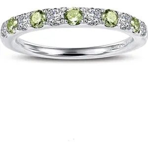 Lafonn Simulated Diamond And Gemstone Eternity Band Ring August - Peridot/ Silver