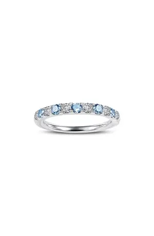 Lafonn Simulated Diamond And Gemstone Eternity Band Ring December - Blue/ Silver