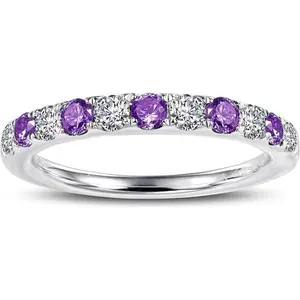 Lafonn Simulated Diamond And Gemstone Eternity Band Ring - February - Purple/silver
