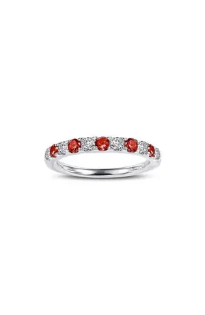 Lafonn Simulated Diamond And Gemstone Eternity Band Ring January - Garnet/ Silver