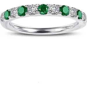 Lafonn Simulated Diamond And Gemstone Eternity Band Ring May - Green/ Silver