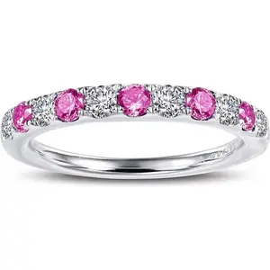 Lafonn Simulated Diamond And Gemstone Eternity Band Ring October - Pink/silver