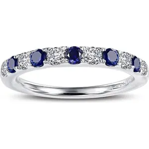 Lafonn Simulated Diamond And Gemstone Eternity Band Ring September - Blue/ Silver