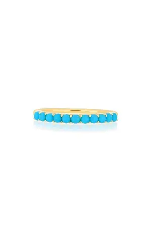 Ef Collection Turquoise Stacking Ring - Yellow Gold/turquoise