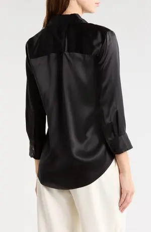 L'Agence Dani Silk Charmeuse Blouse - Black/black