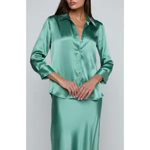Spread Collar Silk Blouse