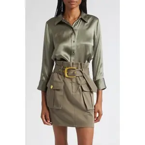 L'Agence L'AGENCE Dani Silk Charmeuse Blouse Smokey Olive