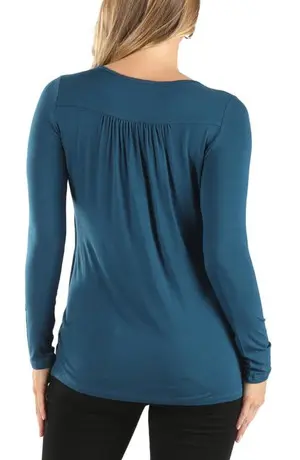 ANGEL MATERNITY Petal Front Maternity/nursing Top - Teal