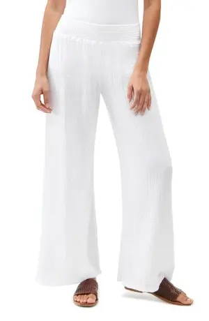 Michael Stars Smocked Wide Leg Pants - White