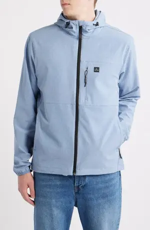 Rip Curl Elite Anti Series Water Repellent Hooded Jacket - Faded Denim