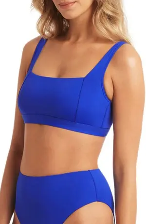 SEA LEVEL Squareneck Bralette Bikini Top - Cobalt
