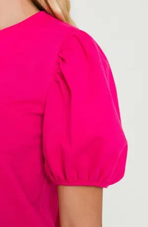 English Factory Puff Sleeve Mini Dress - Fuchsia