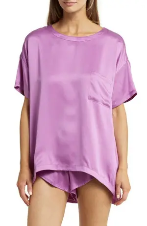 Lunya Washable Silk Tee Short Pajamas Atmospheric Fuchsia
